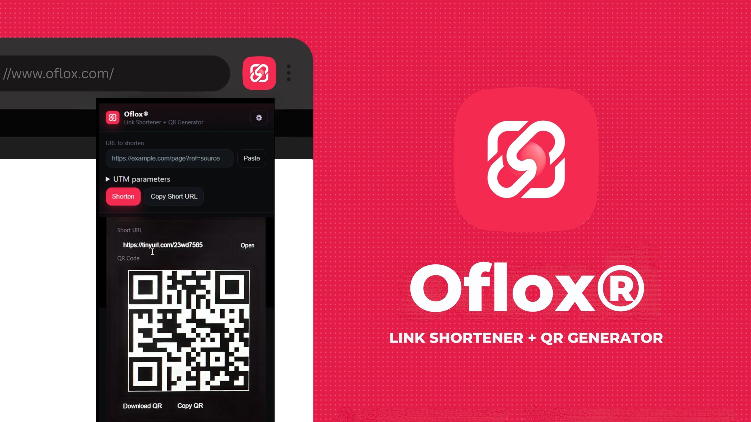 Oflox® Link Shortener + QR Generator Chrome Extension (Free)