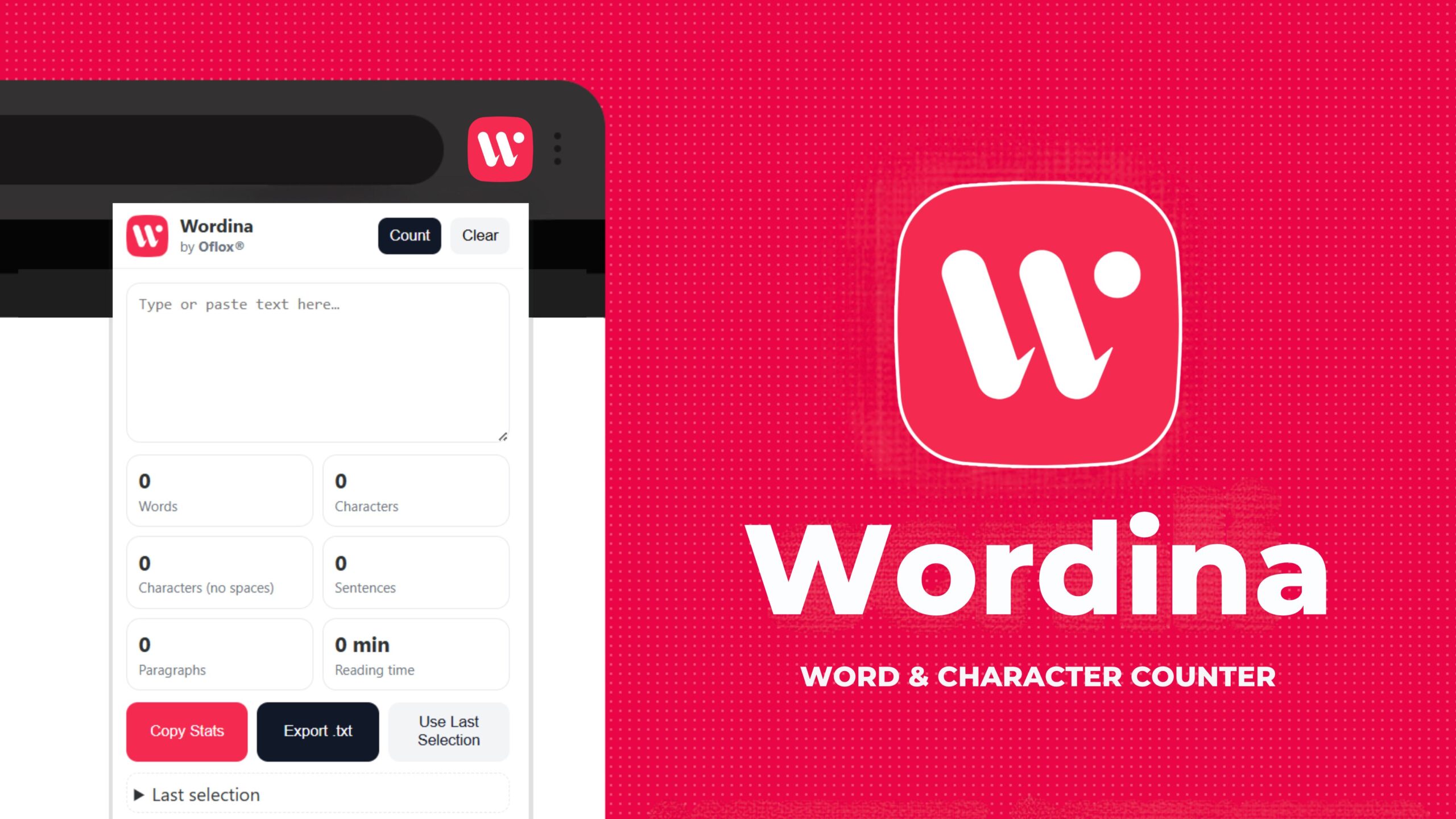 Wordina — FREE Word & Character Counter Chrome Extension!